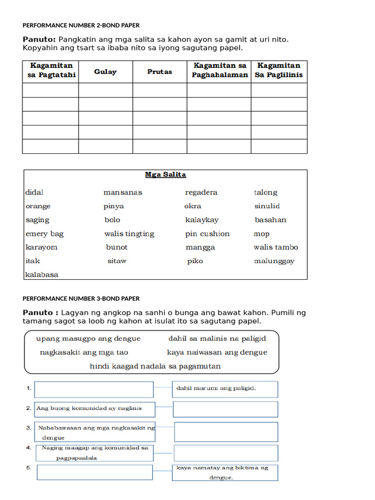 PERFORMANCE Task in Filipino Quarter 4 | PDF