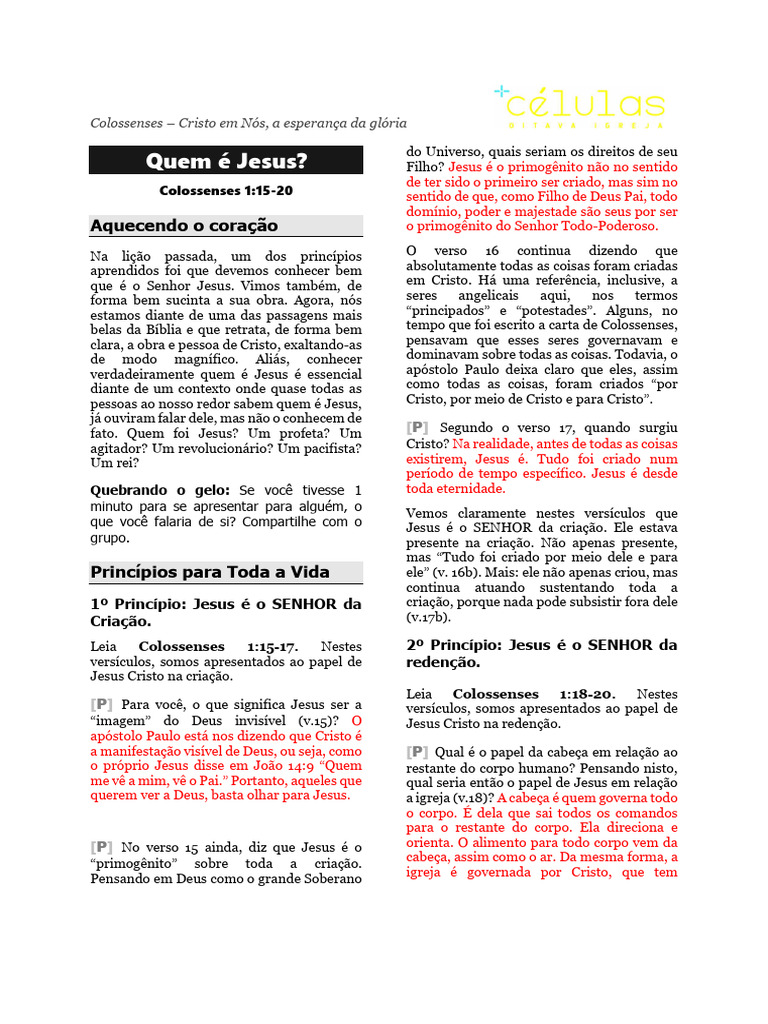 03 - Quem É Jesus (CL 1.15-20) - Facilitador | PDF