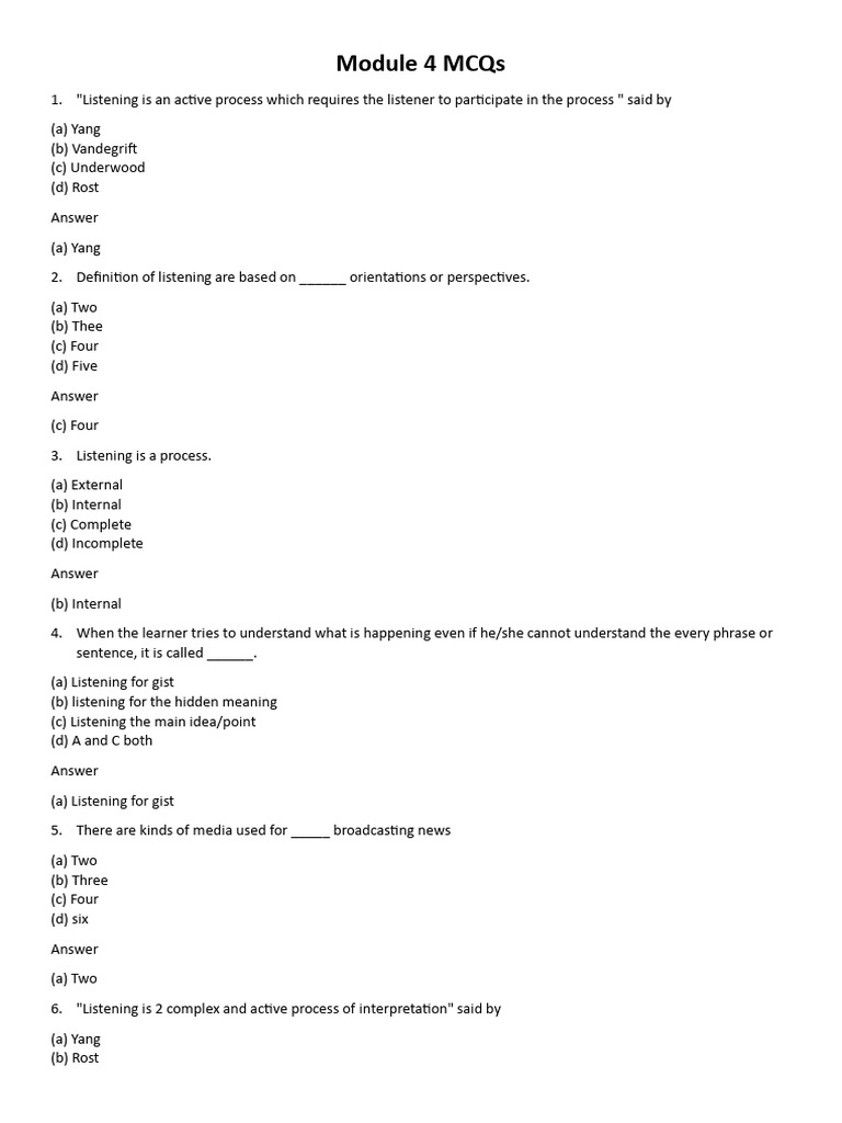 Module 4 MCQ | PDF