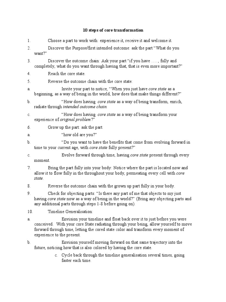 10 Steps of Core Transformation | PDF | Time | Nature