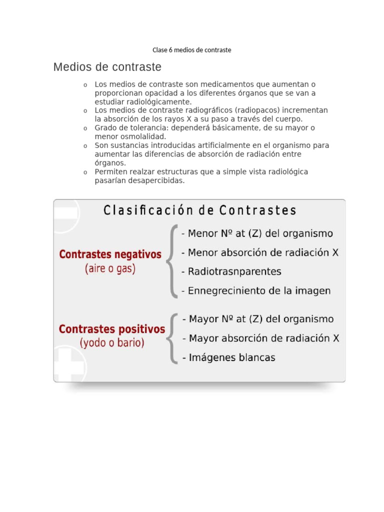 Clase 6 Medios de Contraste | PDF | Medicina CLINICA | Especialidades ...