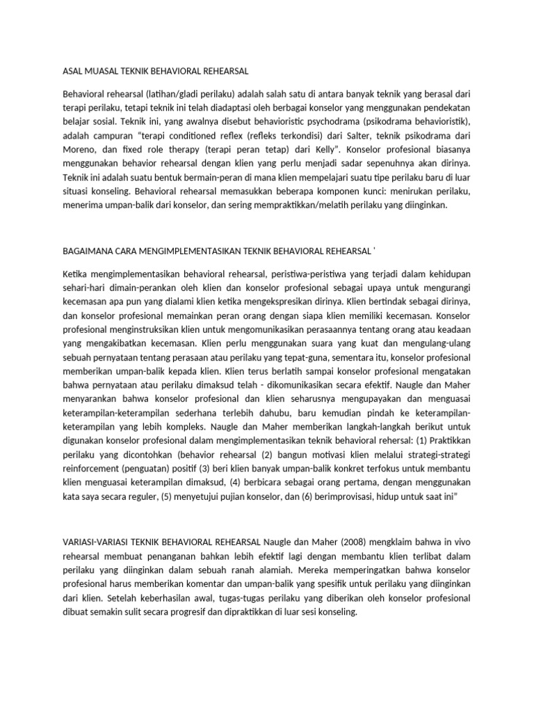 Edit Teknik Behavioral Rehearsal | PDF