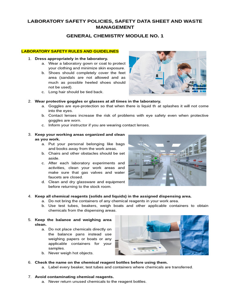 Module No. 1 - Laboratory Safety Policies, Safety Data Sheet, Waste ...