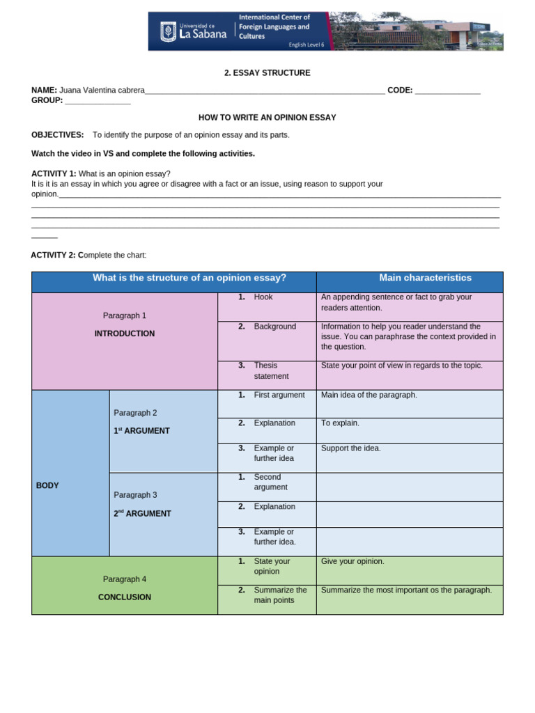 Essay Structure Pdf
