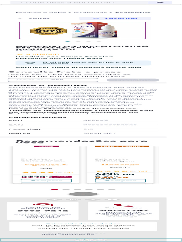 Acalentus Melatonina Em Gotas 15ml - Maxinutri … | PDF