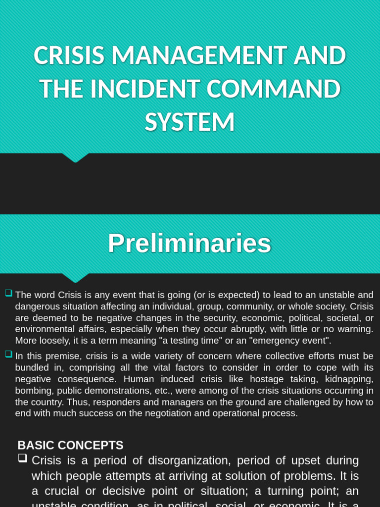 Crisis Management and The Incident Command System | PDF
