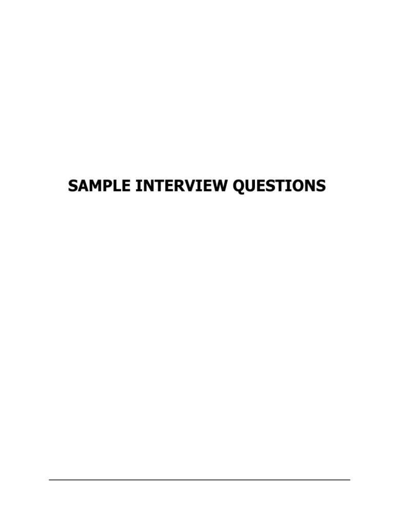 Interview Questions For Business | PDF