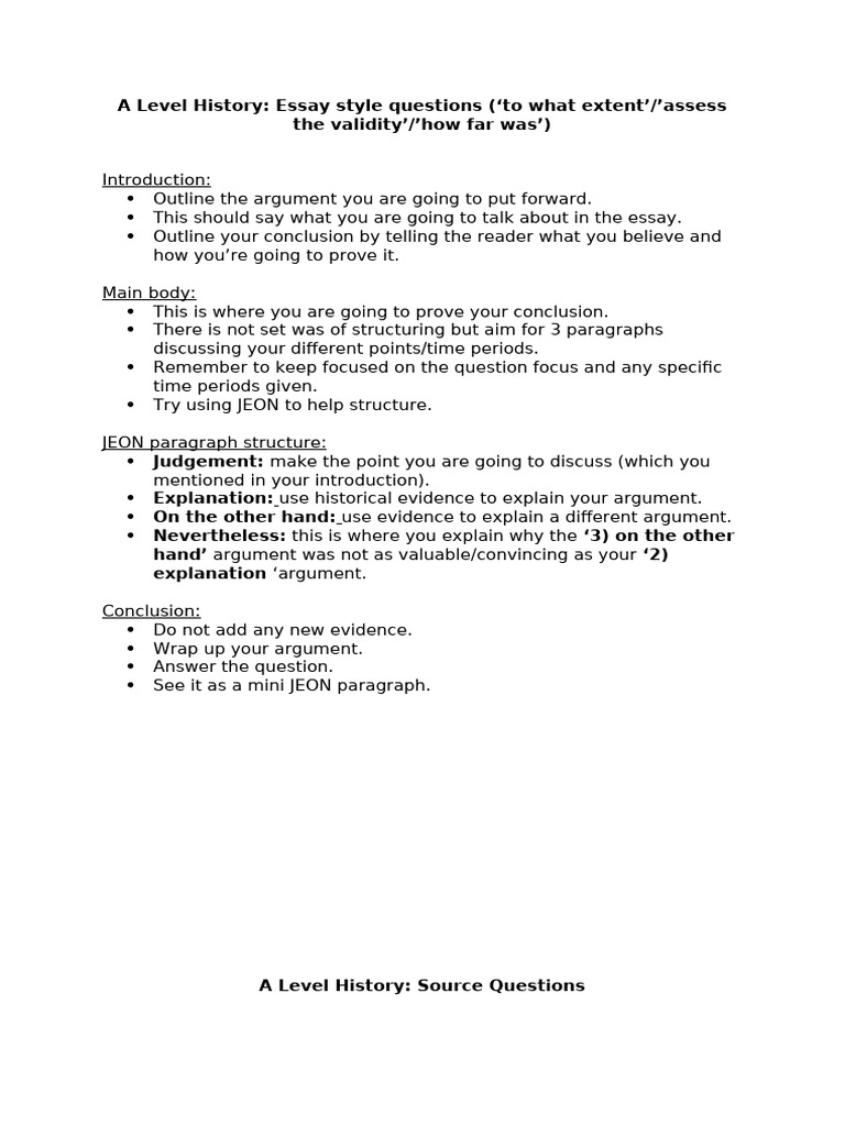 A Level History Exam Structure | PDF A Level History Exam Structure | PDF