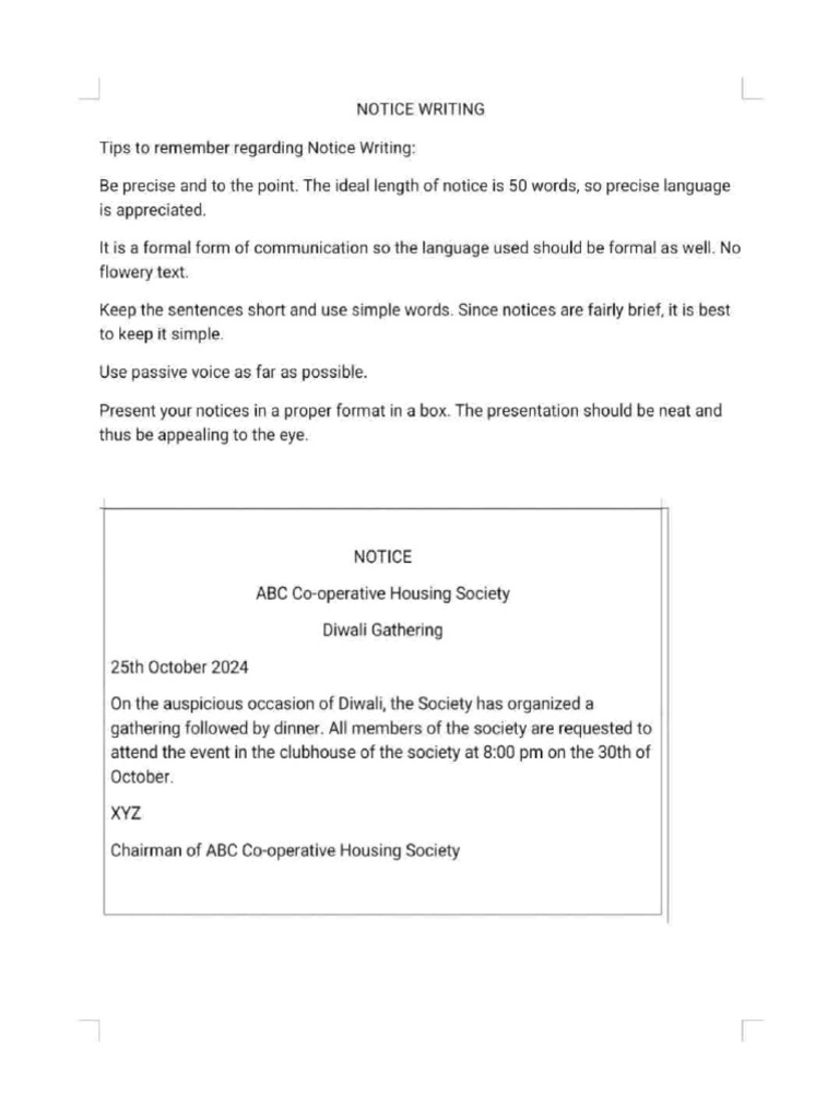 Notice Writing | PDF