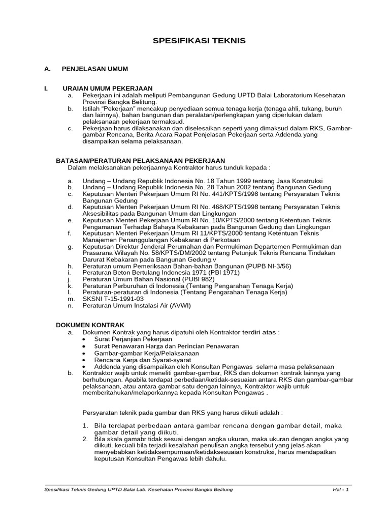 Spesifikasi Teknis 15 Mei 2019 | PDF