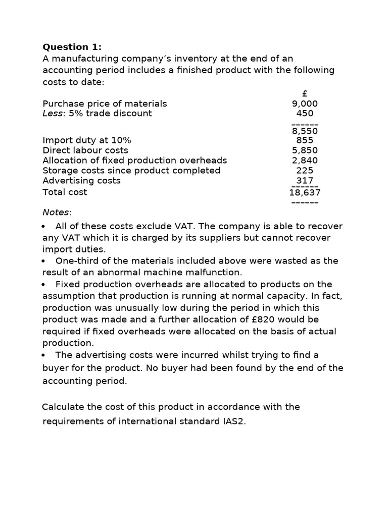 IAS 02-Exercise | PDF