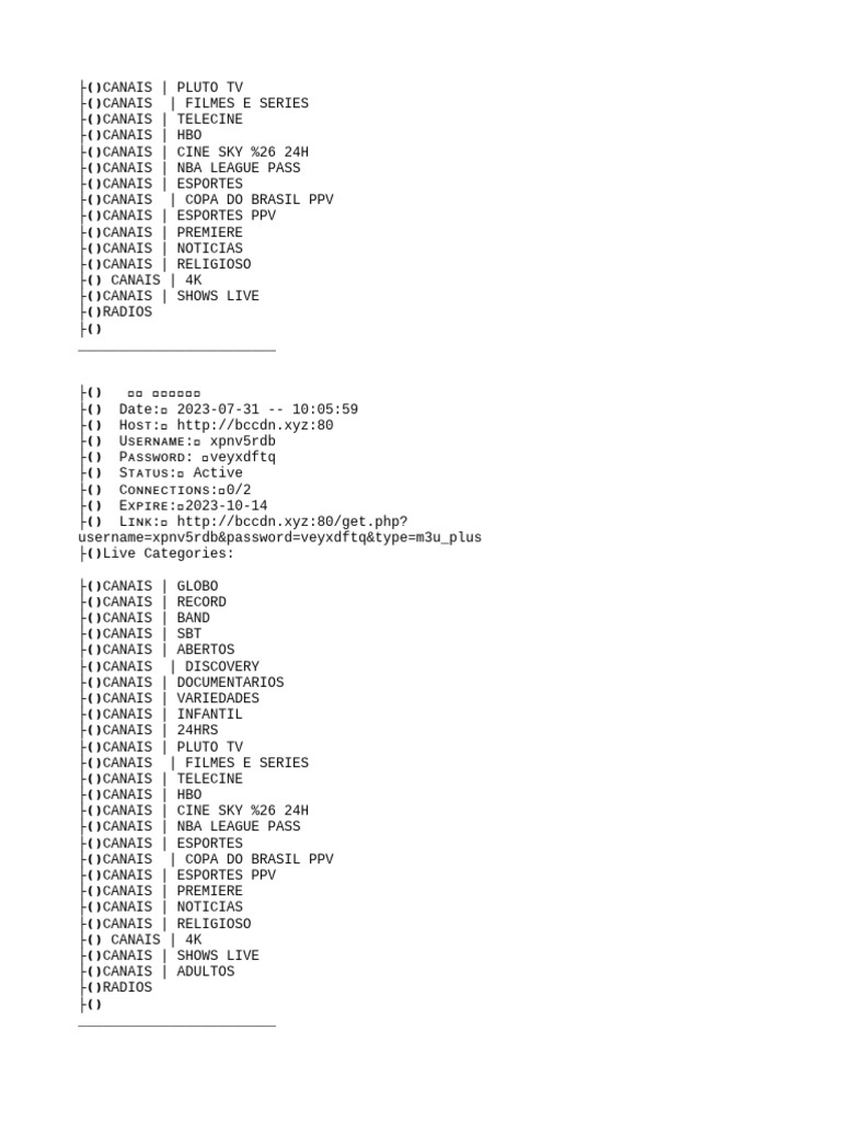 9000 Codes Xtream IPTV - 2023 VIP Premium Date 8-2023 Group - 11 | PDF