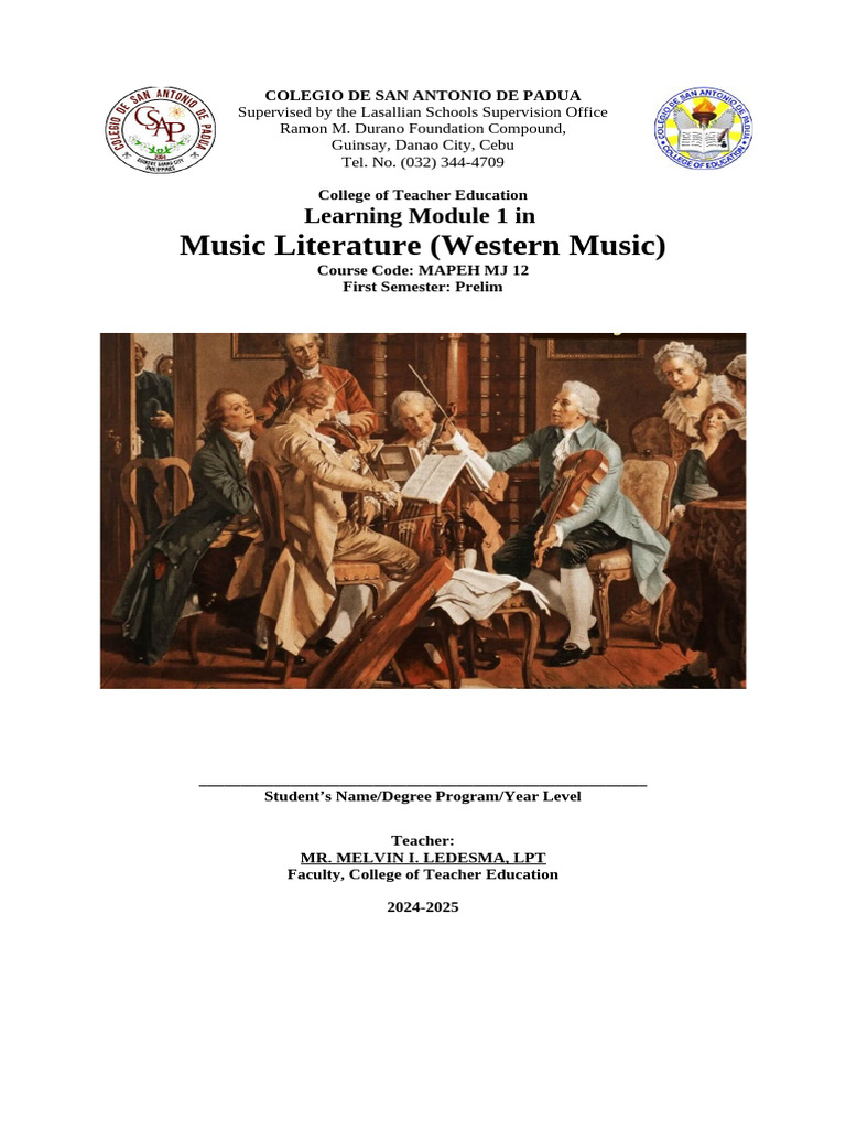 Module 1 Music Literature | PDF