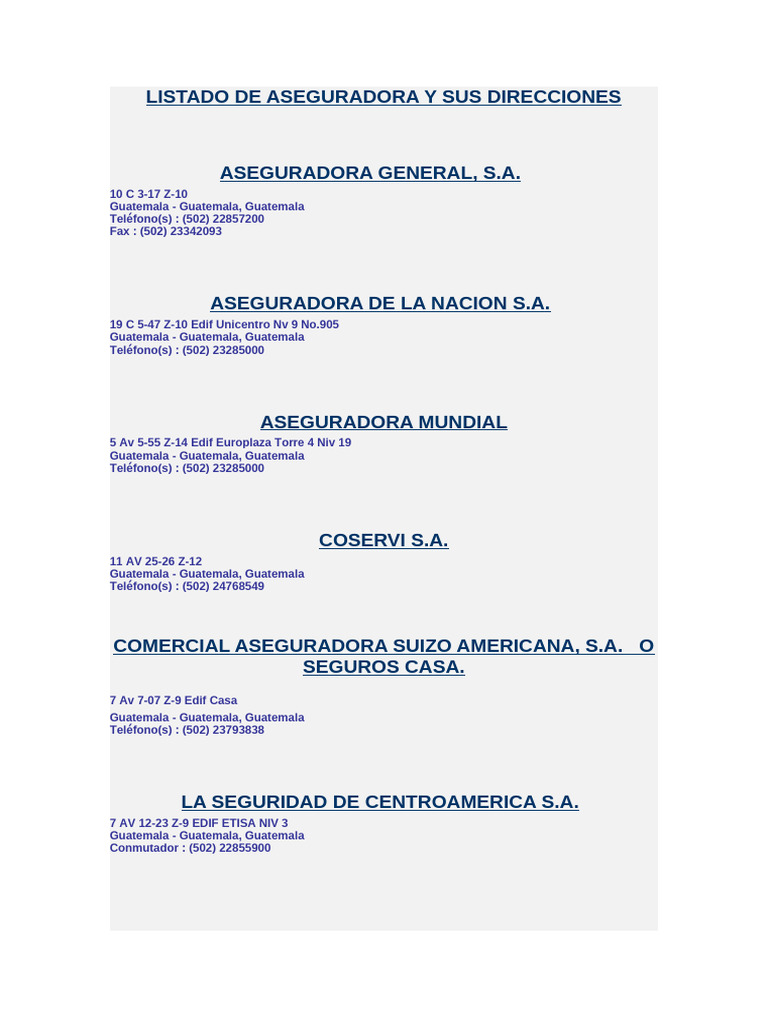 Aseguradoras | PDF