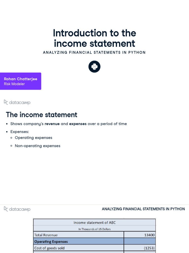 Chapter 2 - Analyzing Income Statement in Python | PDF