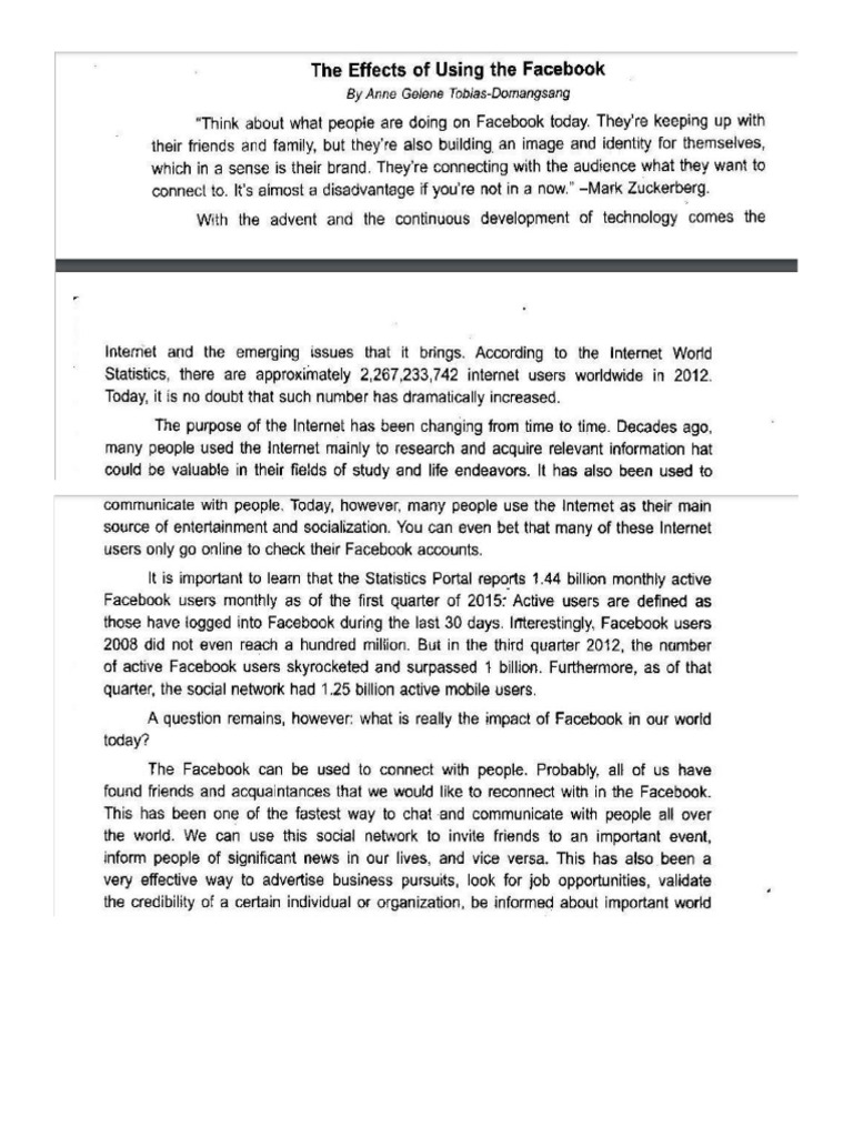 The Effects of Using Facebook | PDF