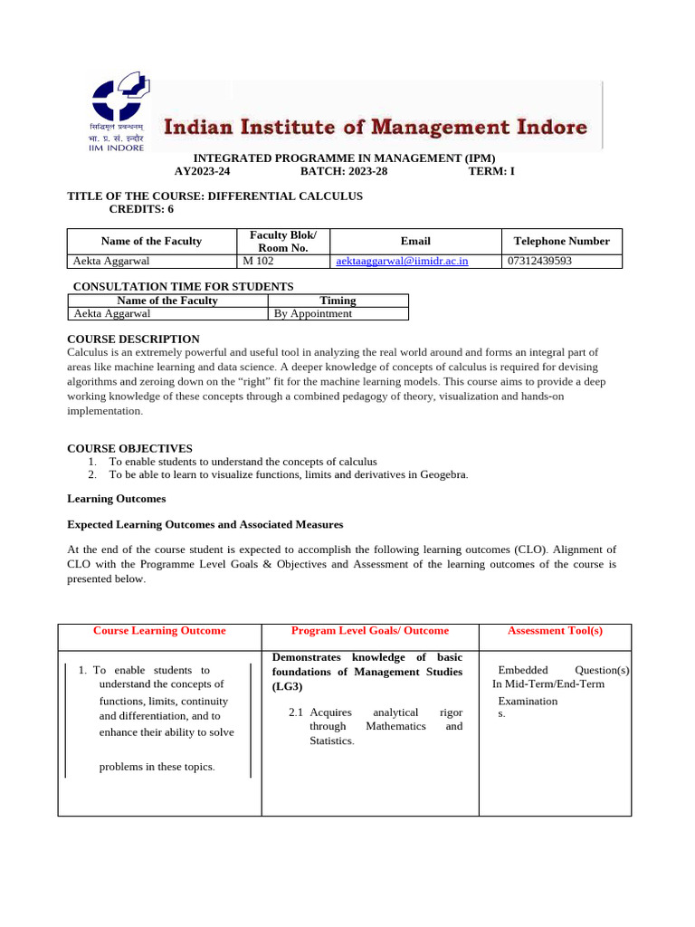 Revised Differential Calculus Pdf