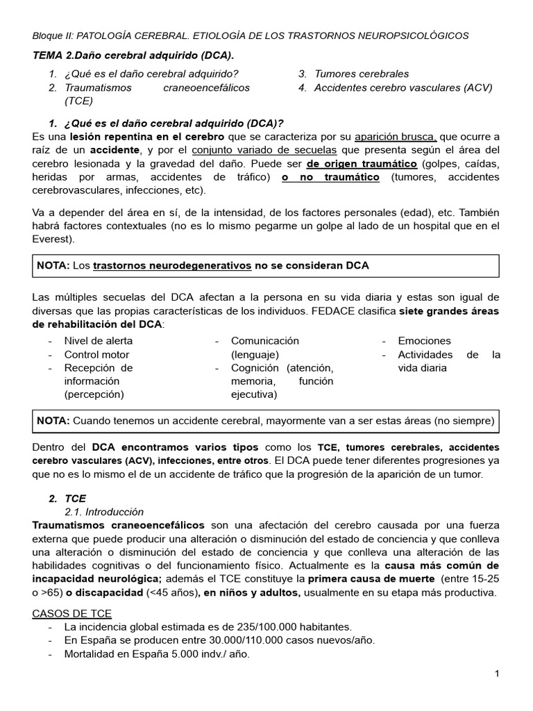 Tema 2. ACV | PDF | Carrera | Fluido cerebroespinal