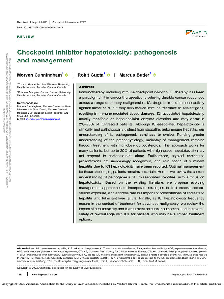 Managment of Check Point Inhibitor Toxicity | PDF