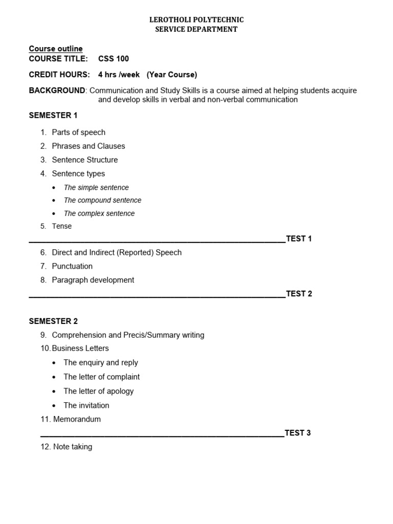 Css 100 Revised Courseoutline b | PDF