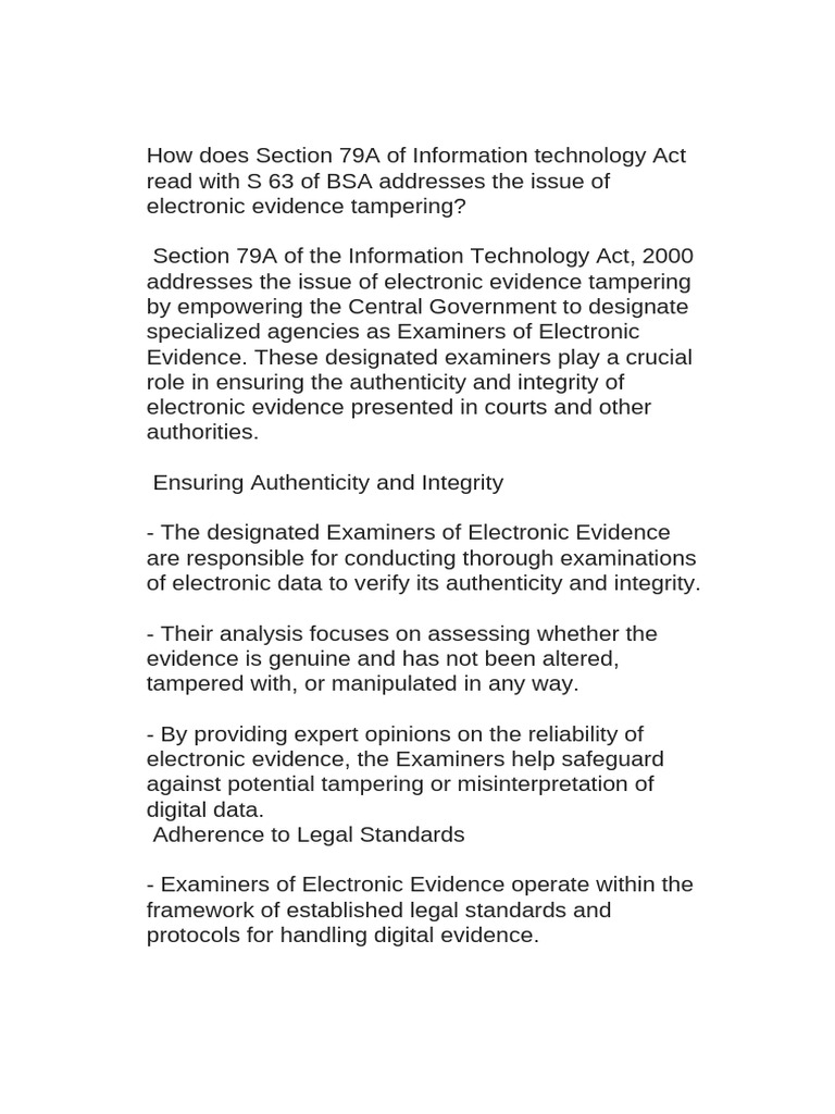 How Does Section 79A of Information Technology Act Read With S 63 of ...