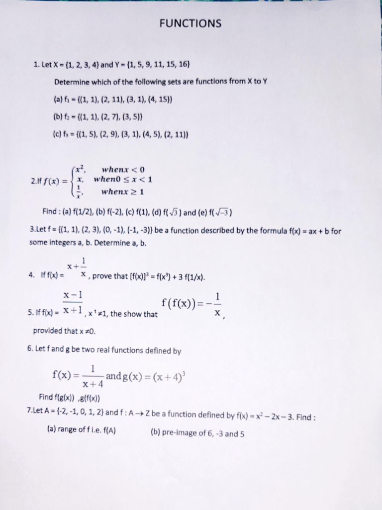 Functions Class XI | PDF