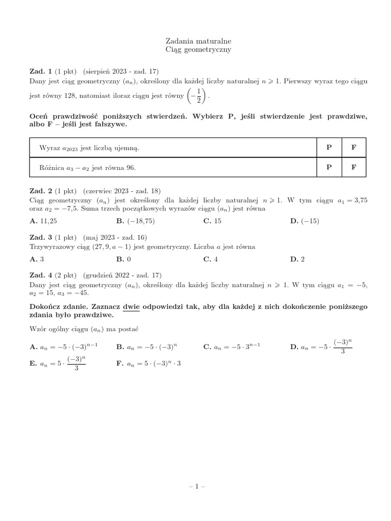 Ciag Geometryczny | PDF
