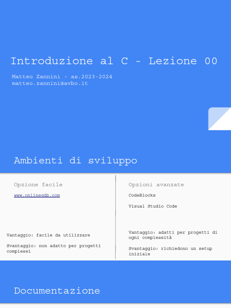 Introduzione Al C - Lezione 00 | PDF