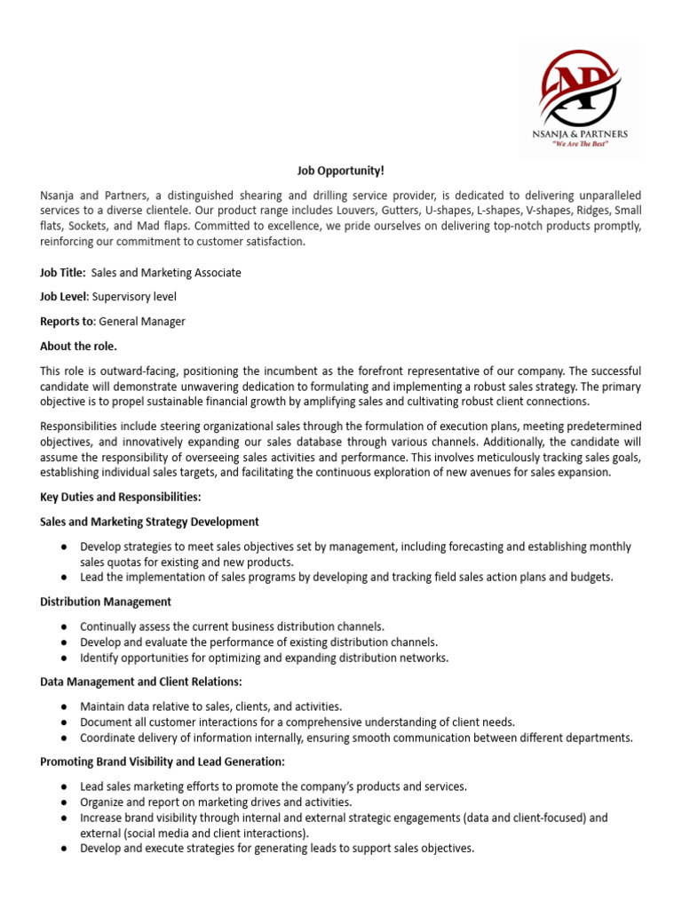 Sales Job Desciption | PDF