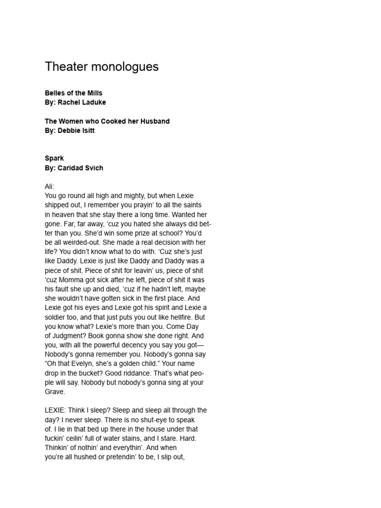 Women's Monologues | PDF