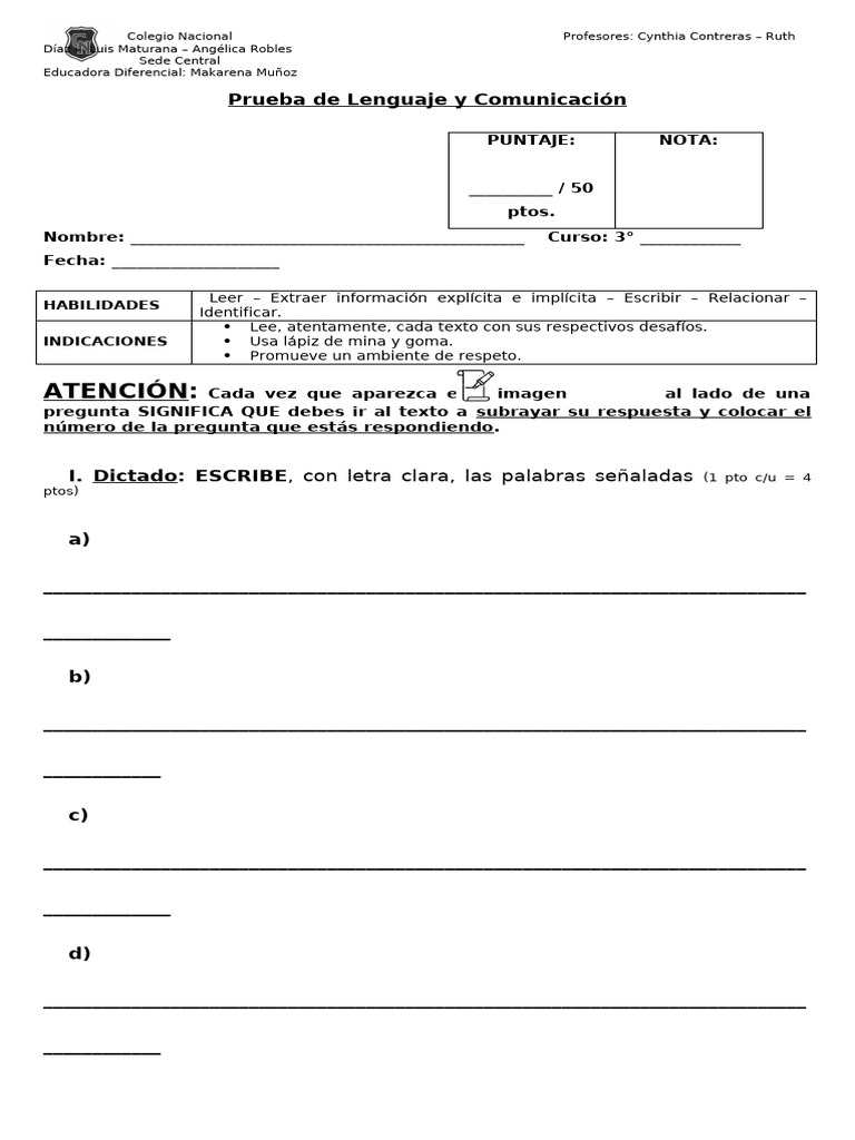 Prueba 2 (3°) | PDF