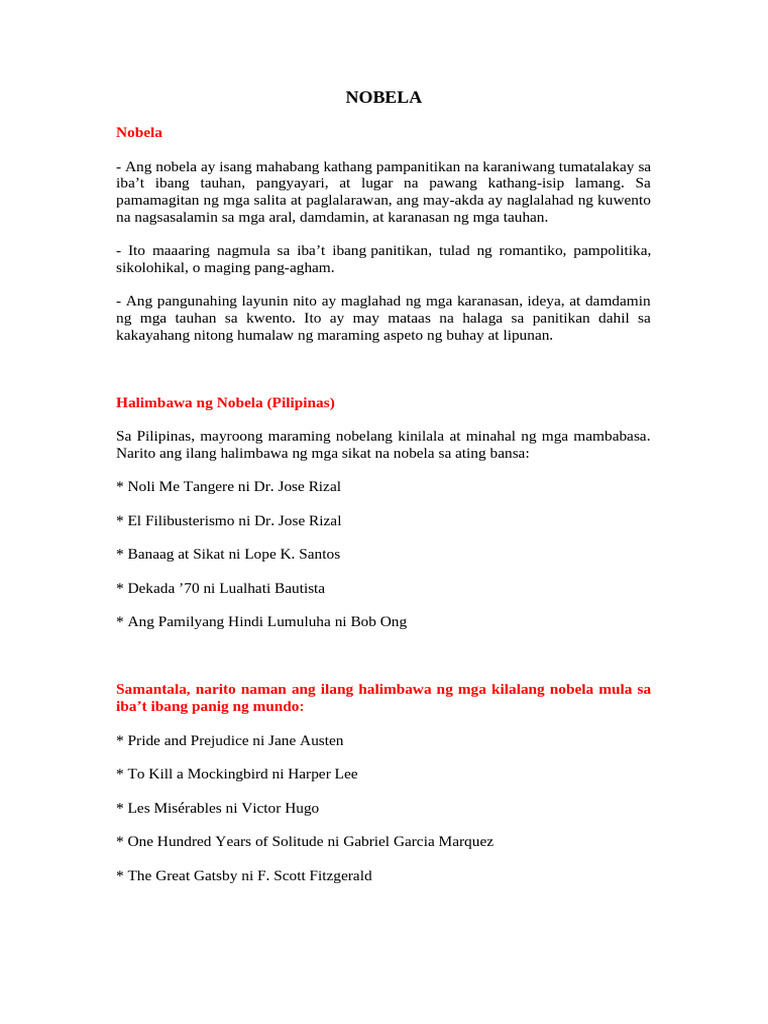 Nobela | PDF