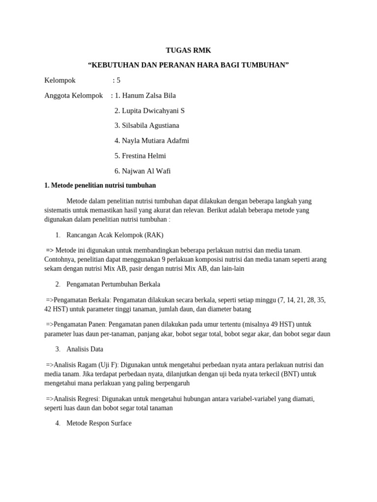 Kelompok5-Tugas RMK 1-Fisiologi Tumbuhan | PDF
