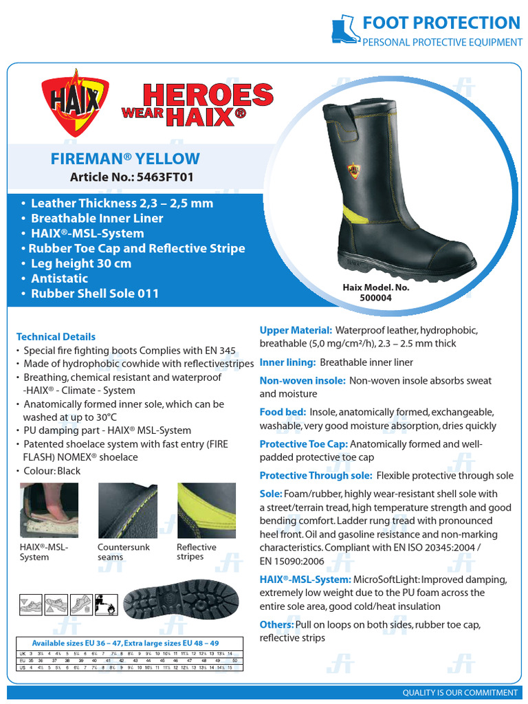 Haix Fireman Shoes - Yellow | PDF