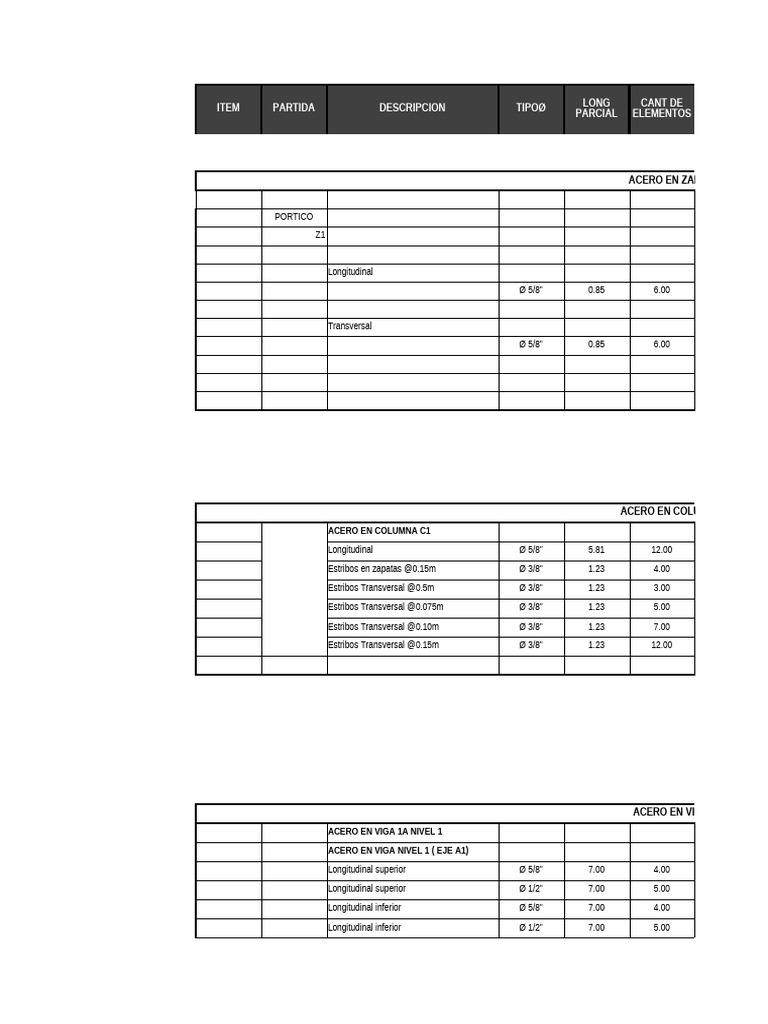 Metrados Portico | PDF
