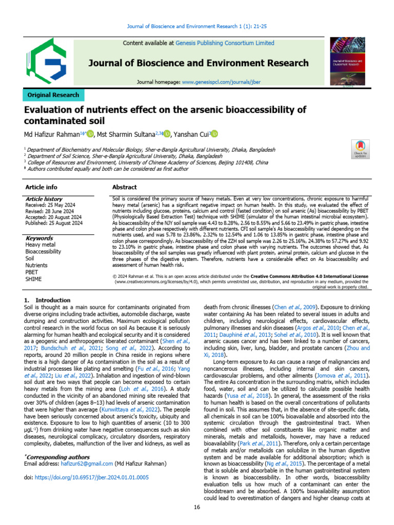 Evaluation of Nutrients Effect On The Arsenic Bioaccessibility of ...