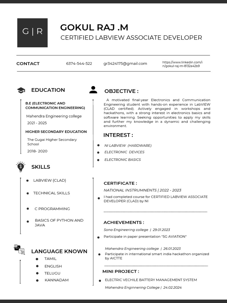 Gokulraj Resume | PDF