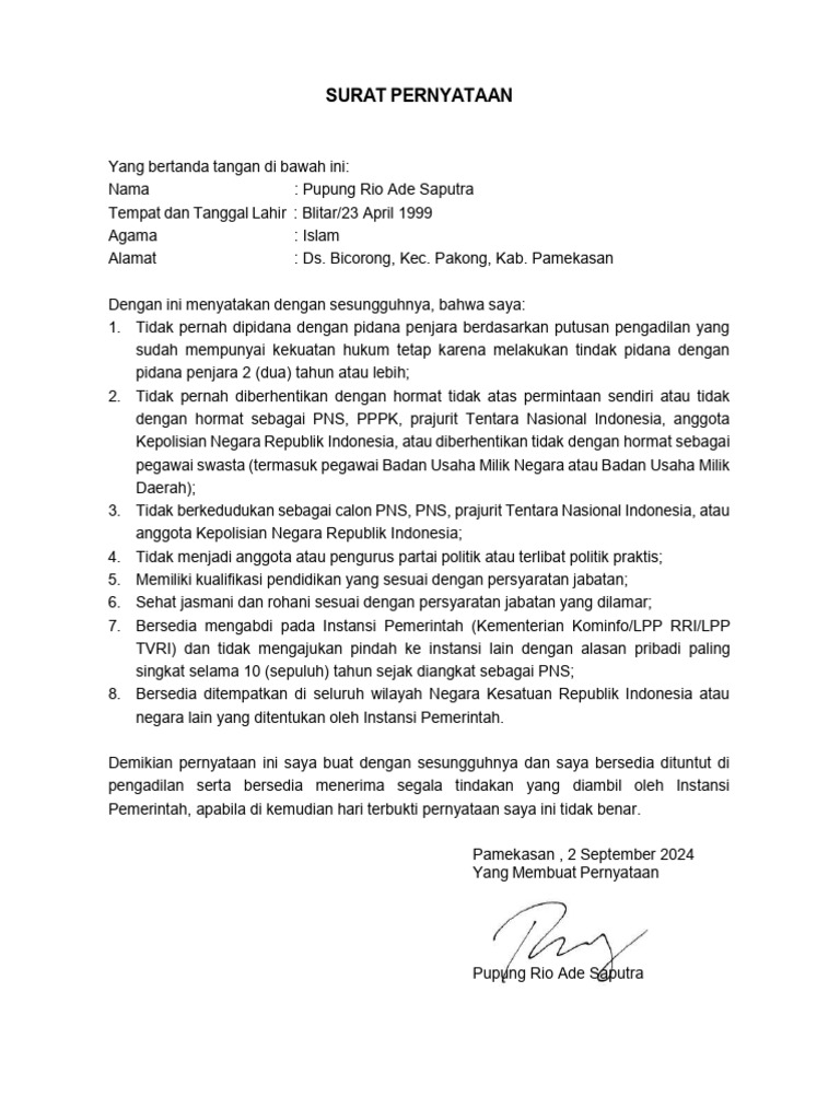 Pernyataan Pupung | PDF