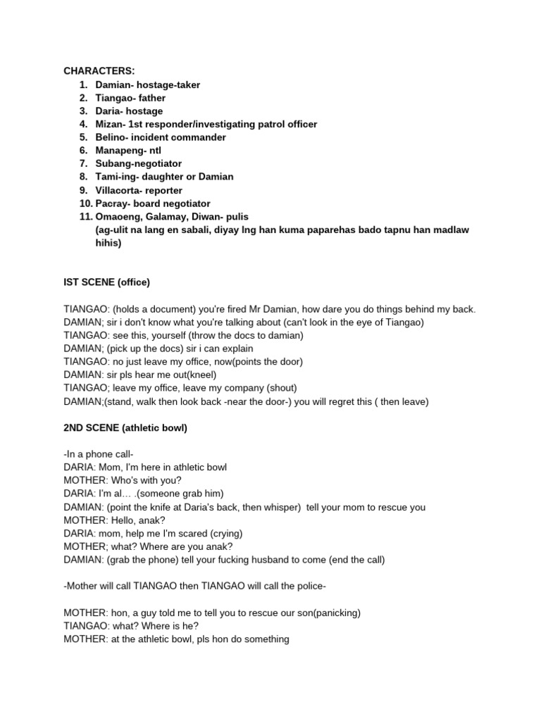 Hostage Taking Script | PDF