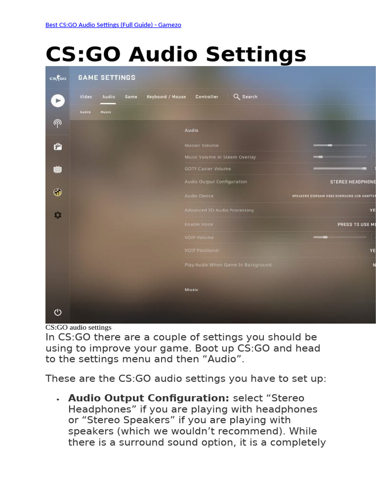 Setari Sunet CSGO | PDF