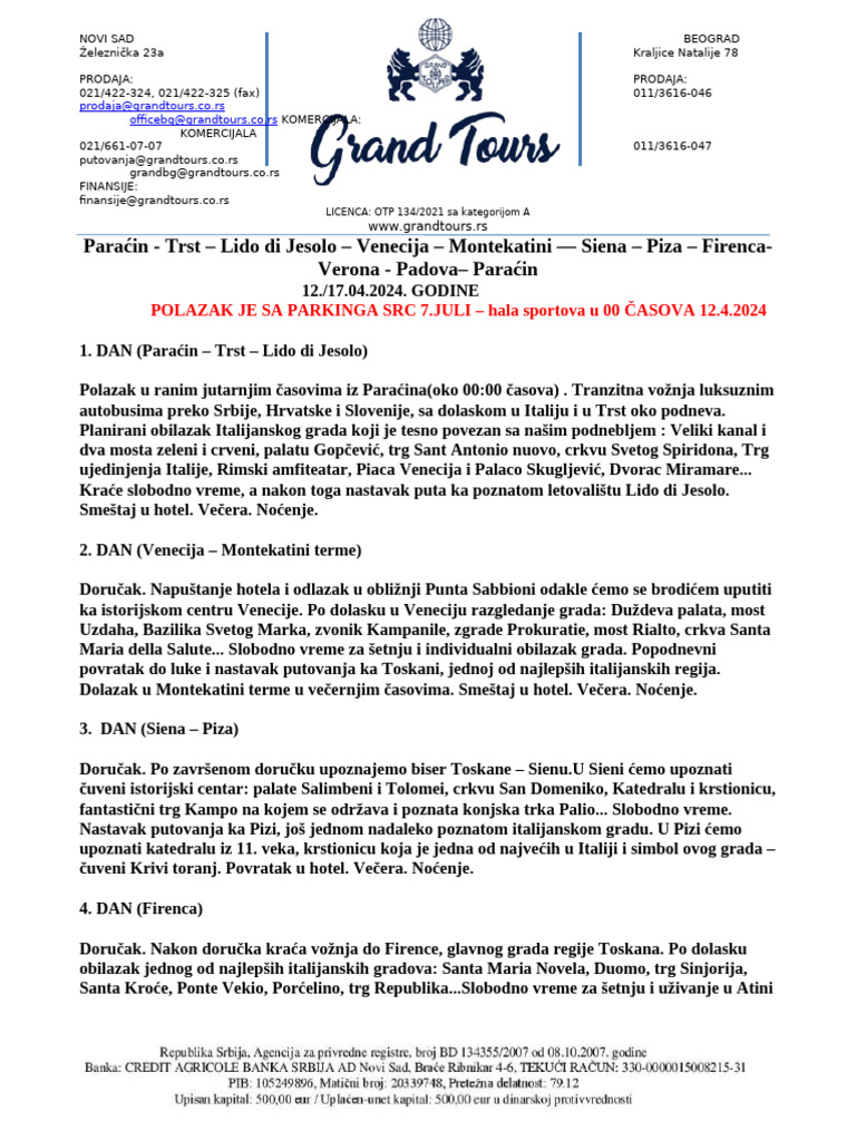 ITALIJA Program Sa Portala | PDF