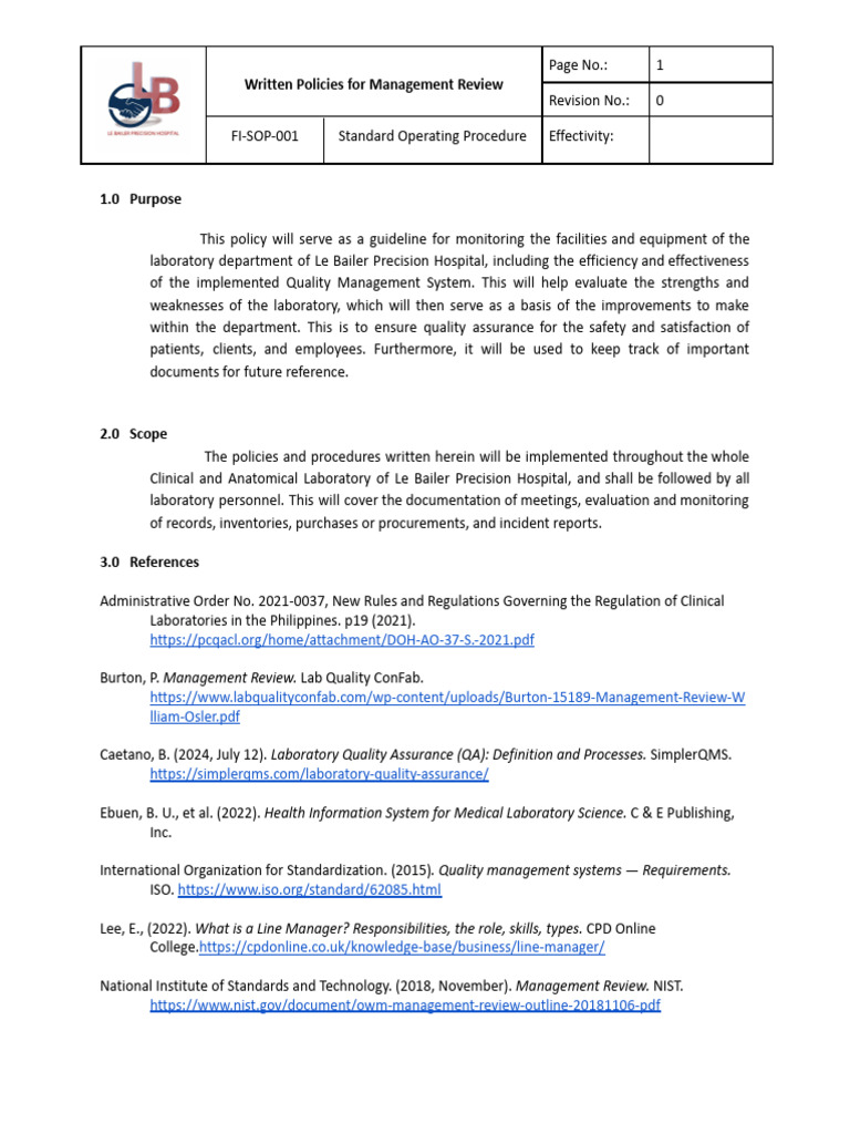 SOP Management Review | PDF