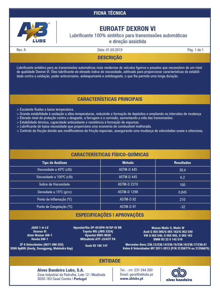 Euroatf Dexron Vi - TDS | PDF