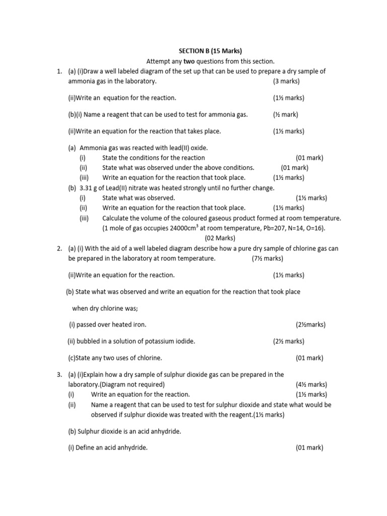 S4 Chemistry Revision Questions | PDF