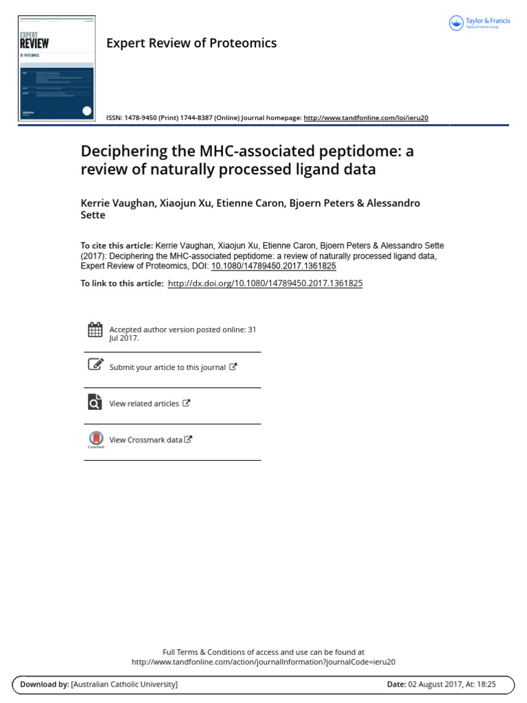 10) Deciphering The MHC-associated Peptidome A Review of Naturally ...