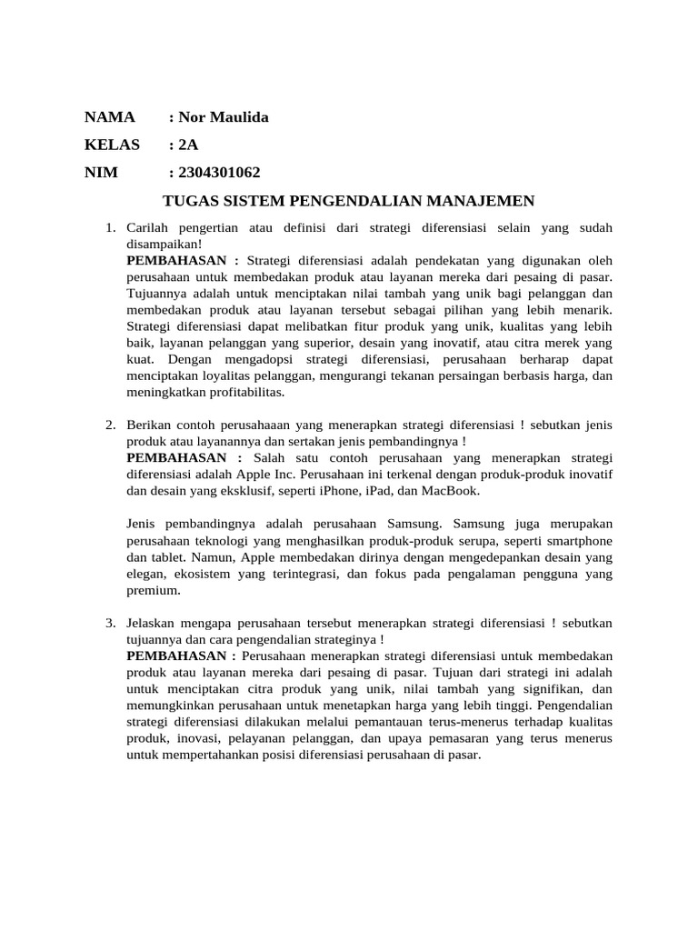 Tugas SPM NOR MAULIDA 2A | PDF