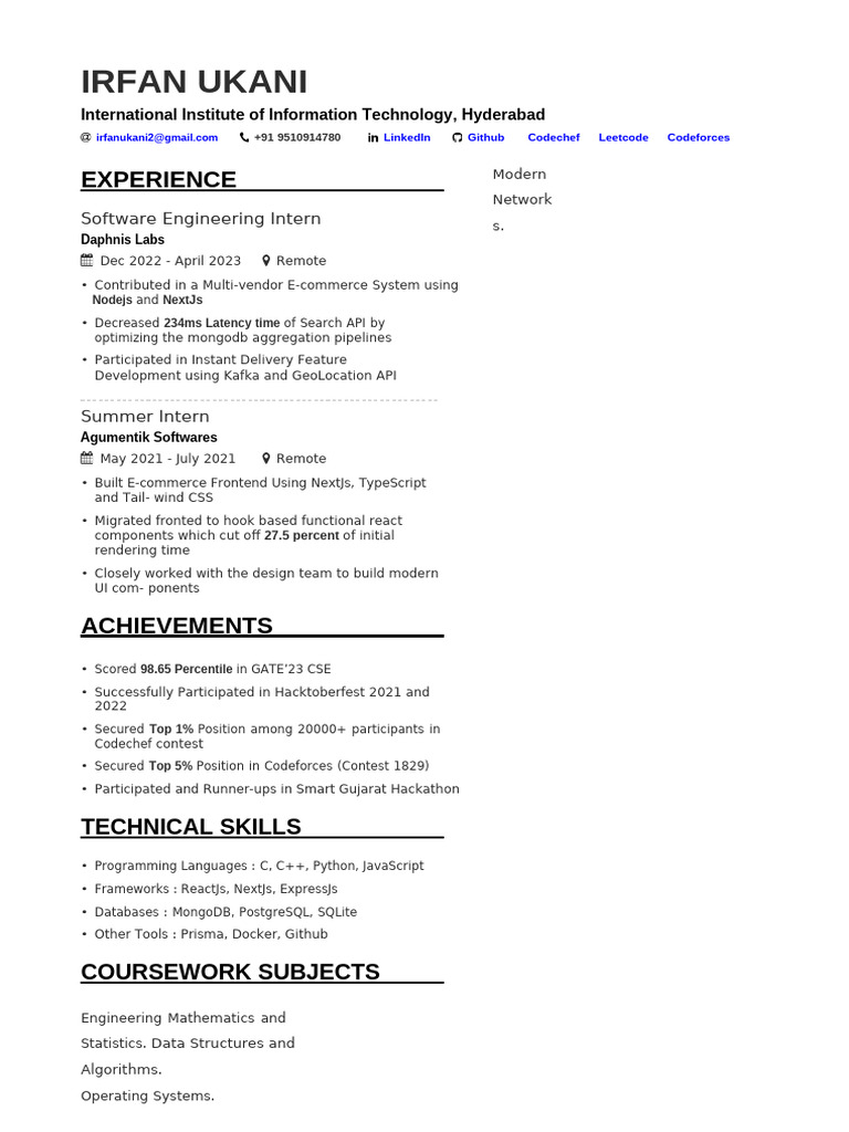 Irfan's Resume | PDF