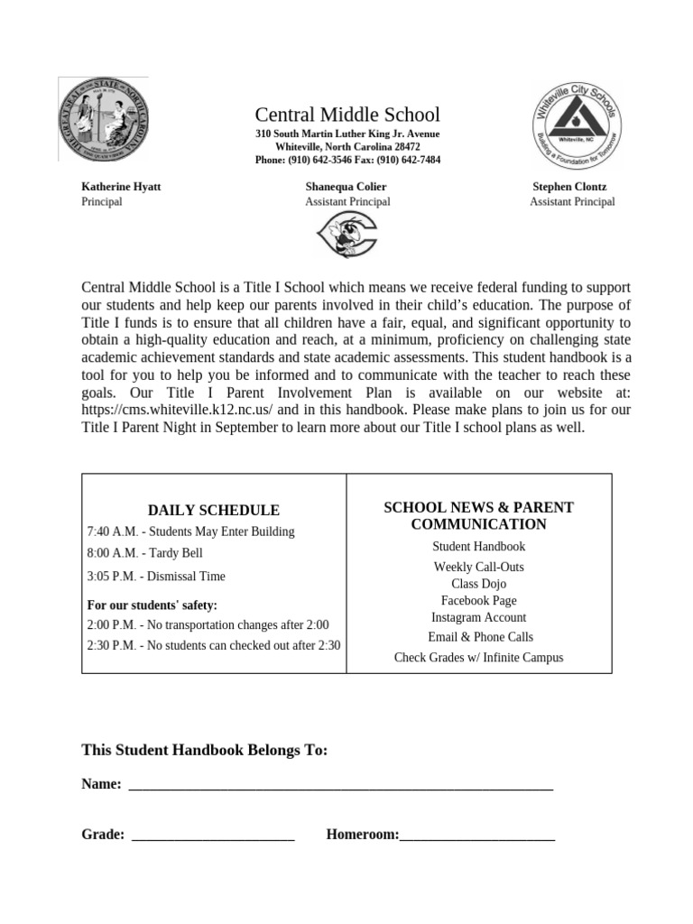 Website Copy: CMS Student Parent Handbook 2024-2025 | PDF