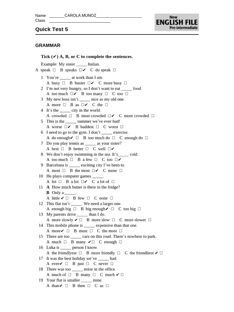 Quicktest 05 | PDF