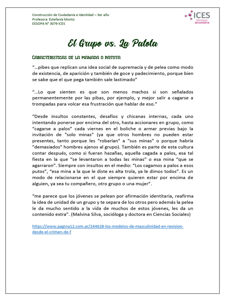 Grupo Vs Patota - Características de La Manada o Patota | PDF